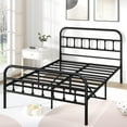 UHOMEPRO Full Platform Bed Frame with Headboard, Metal Full Size Bed ...