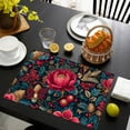Of 4 Decorative Placemats Featuring an Intricate Floral Design ...