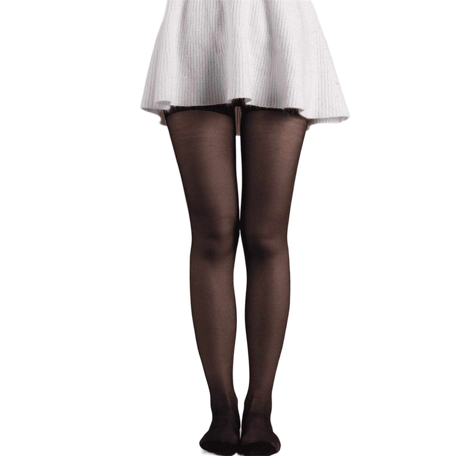 KOMOO Women Girl Fleece Leggings High Waist Translucent Lined Tights ...