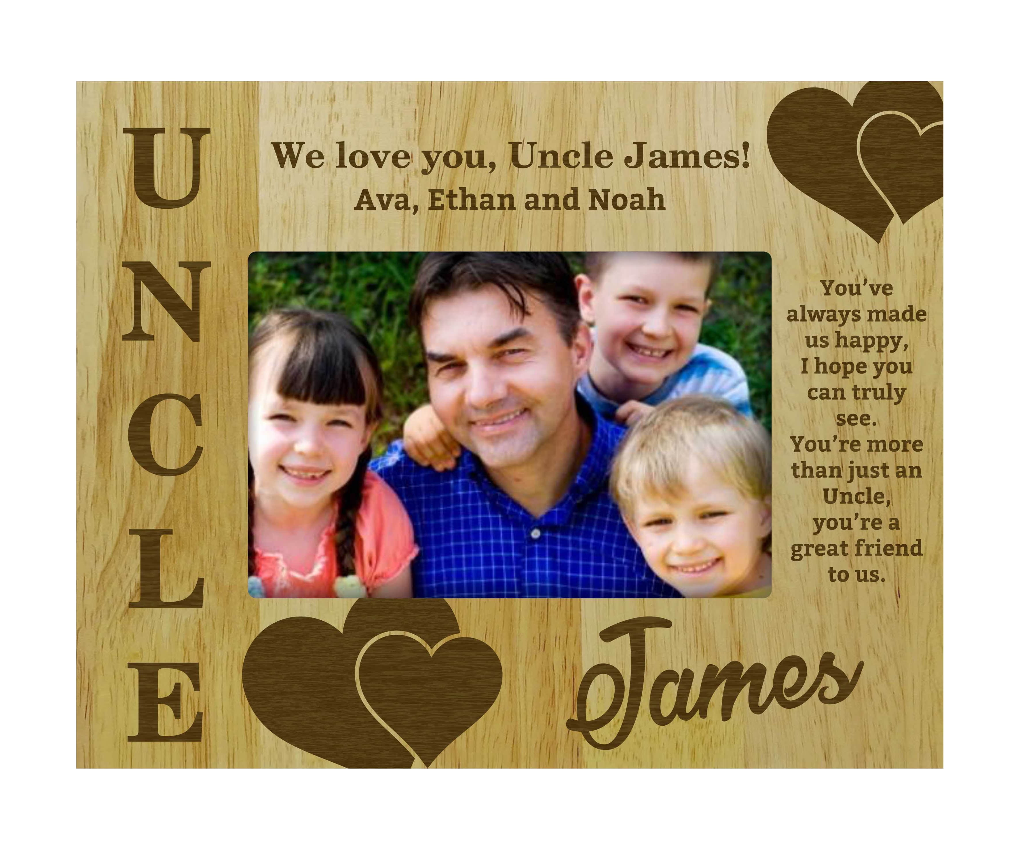 Personalized Best Uncle Gift Wood Engraved Picture Frame With Names -4 ...