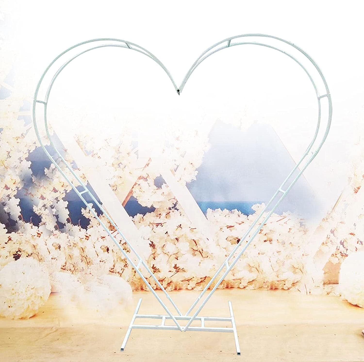 ANQIDI 80.7Inch Heart-Shaped Wedding Arch Stand, White Metal Flower ...