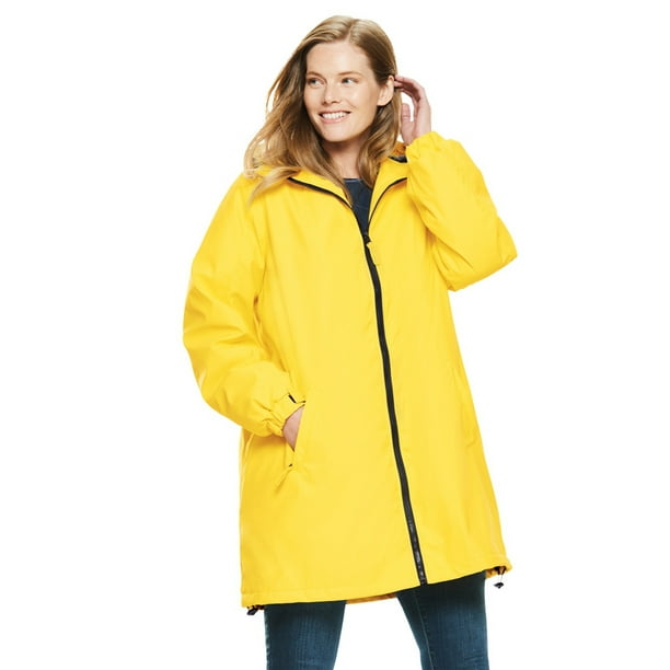 Woman Within Womens Plus Size Hooded Slicker Raincoat 4x Primrose Yellow