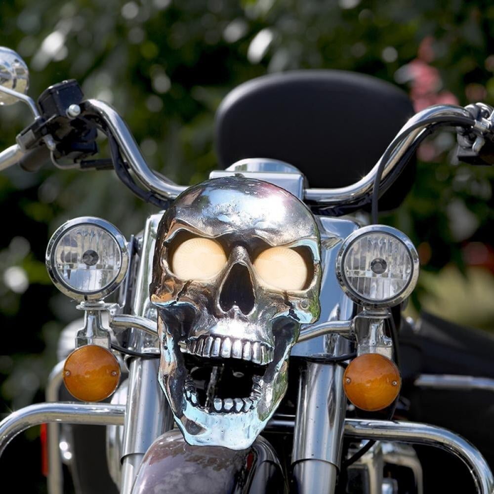 Motorcycle Skull Headlight,Universal Handmade LED Motorcycle Skull Lamp ...