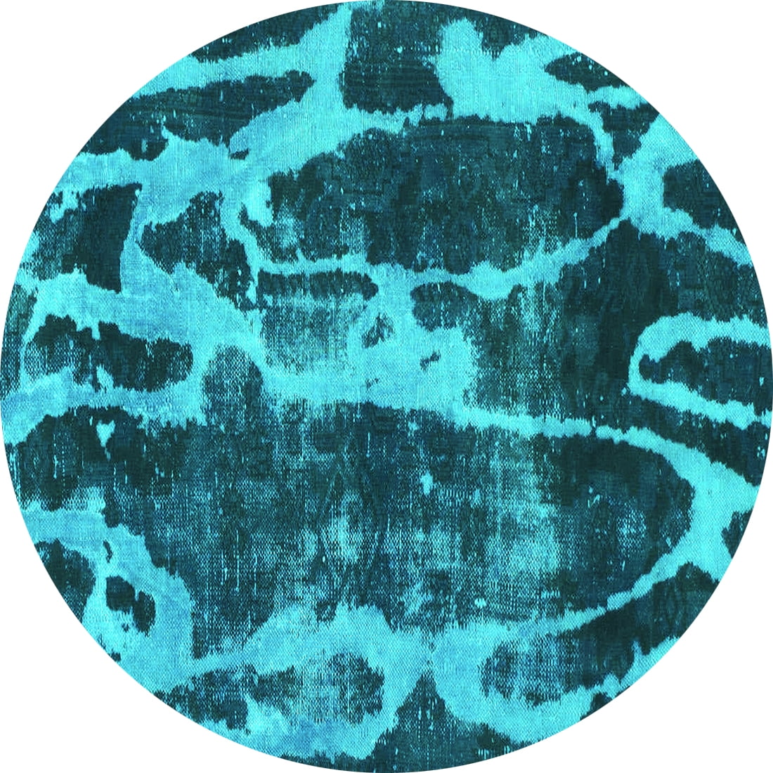 Ahgly Company Indoor Round Abstract Turquoise Blue Modern Area Rugs, 8 ...