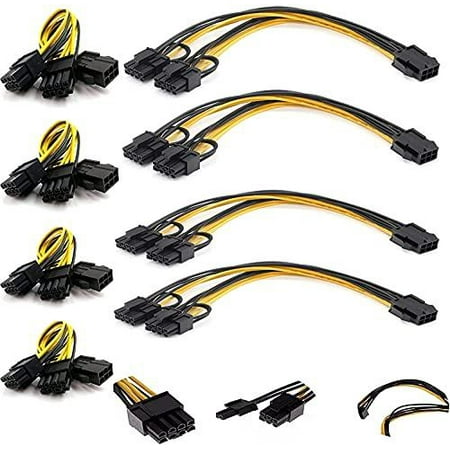 6 pin to 2 x PCIe 8 (6+2) pin Graphics Card（21cm/Pack）,(8Pack) HOINCO ...