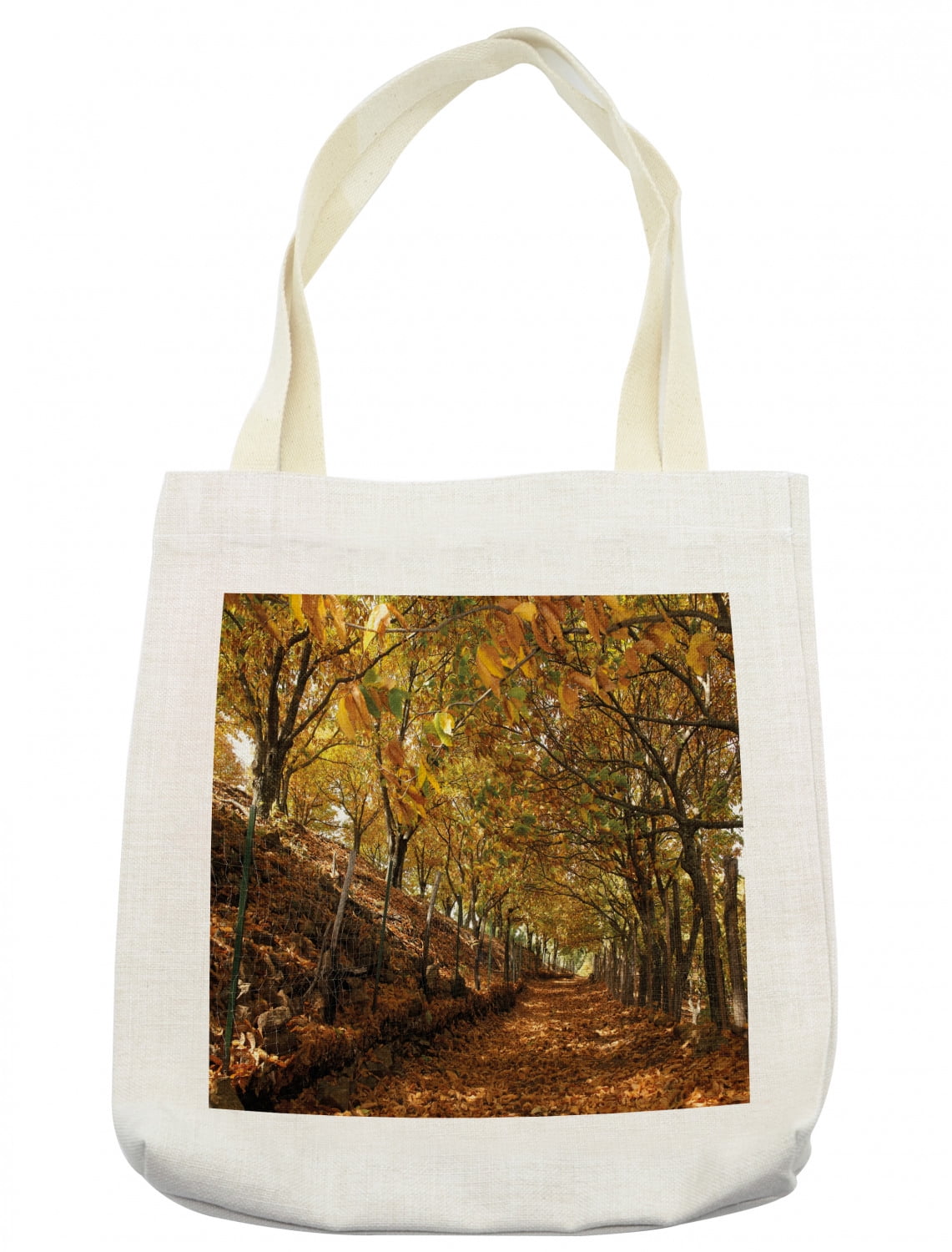 Nature Tote Bag, Autumn Foliage Forest with Deciduous Trees Faded Fall ...