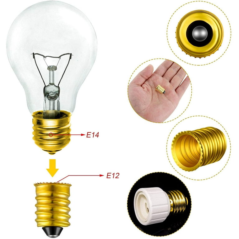 15 Pieces E14 to E12 Adapter Converter Lamp Adapter European Base E14 to Candelabra Screw E12 Socket Reducer European Base to Candelabra Screw Light Socket Reducer Gold Walmart