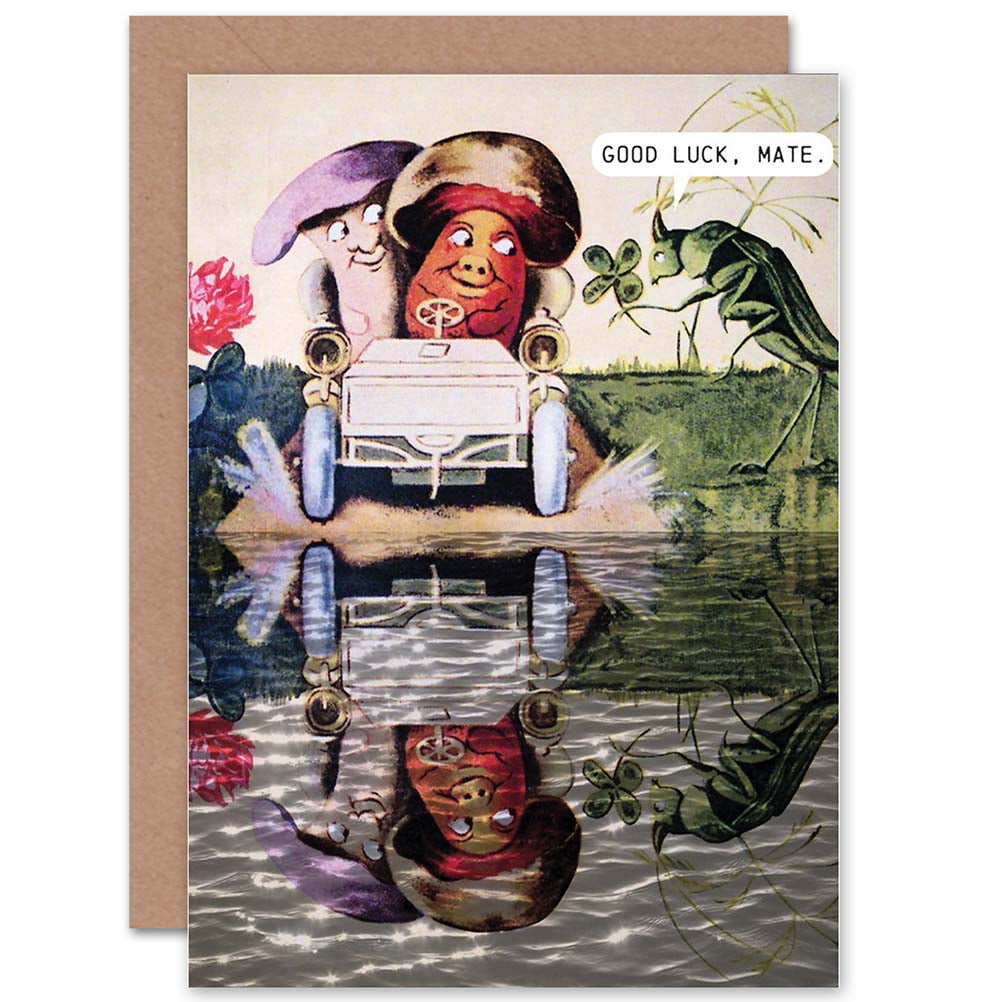 Trippy Mushroom Good Luck Greetings Card Plus Envelope Blank inside ...