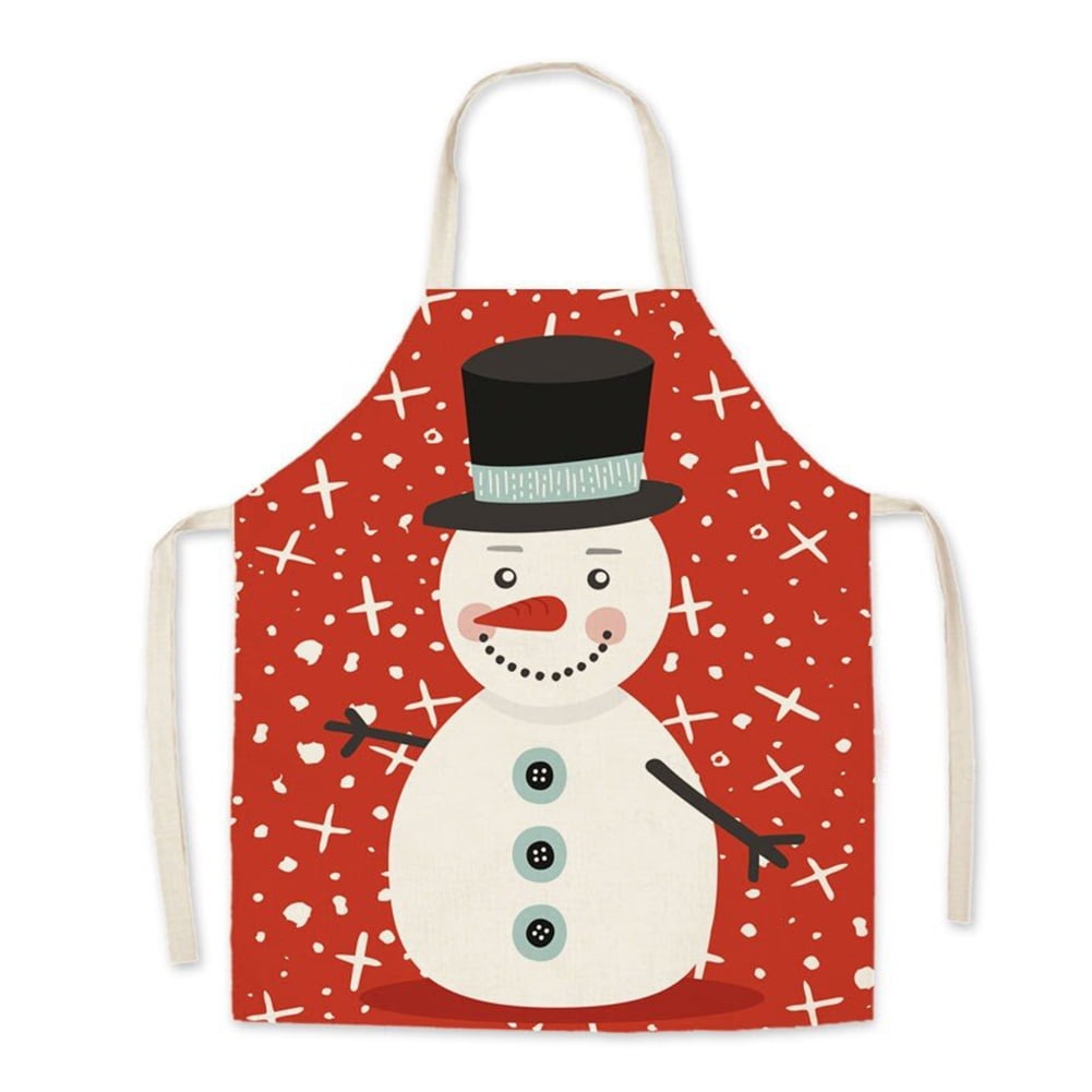 bright winter snowman apron with red ruffles Kitchen & Dining Linens ...