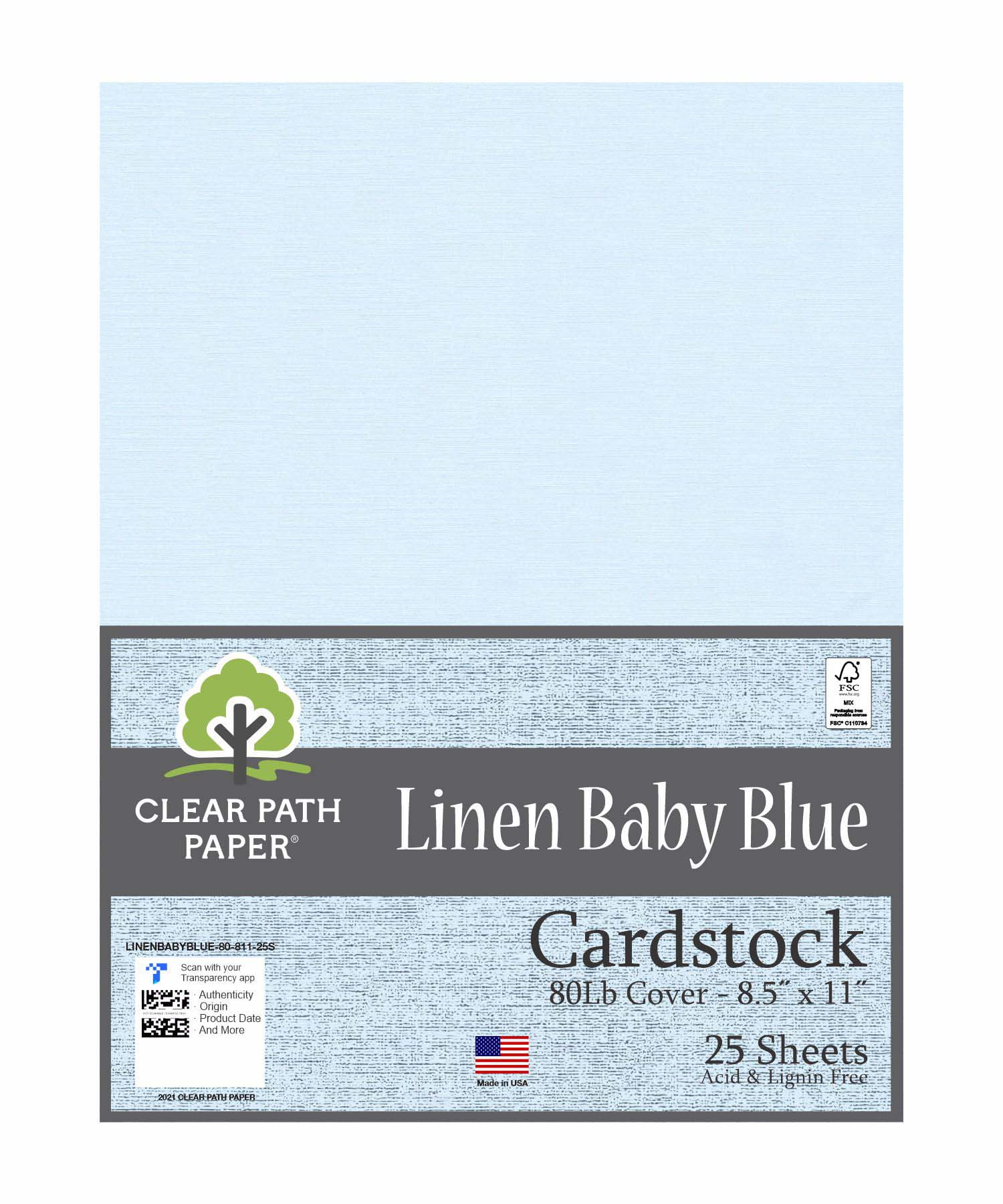Linen Baby Blue Cardstock - 8.5 x 11 inch - 80Lb Cover - 25 Sheets ...