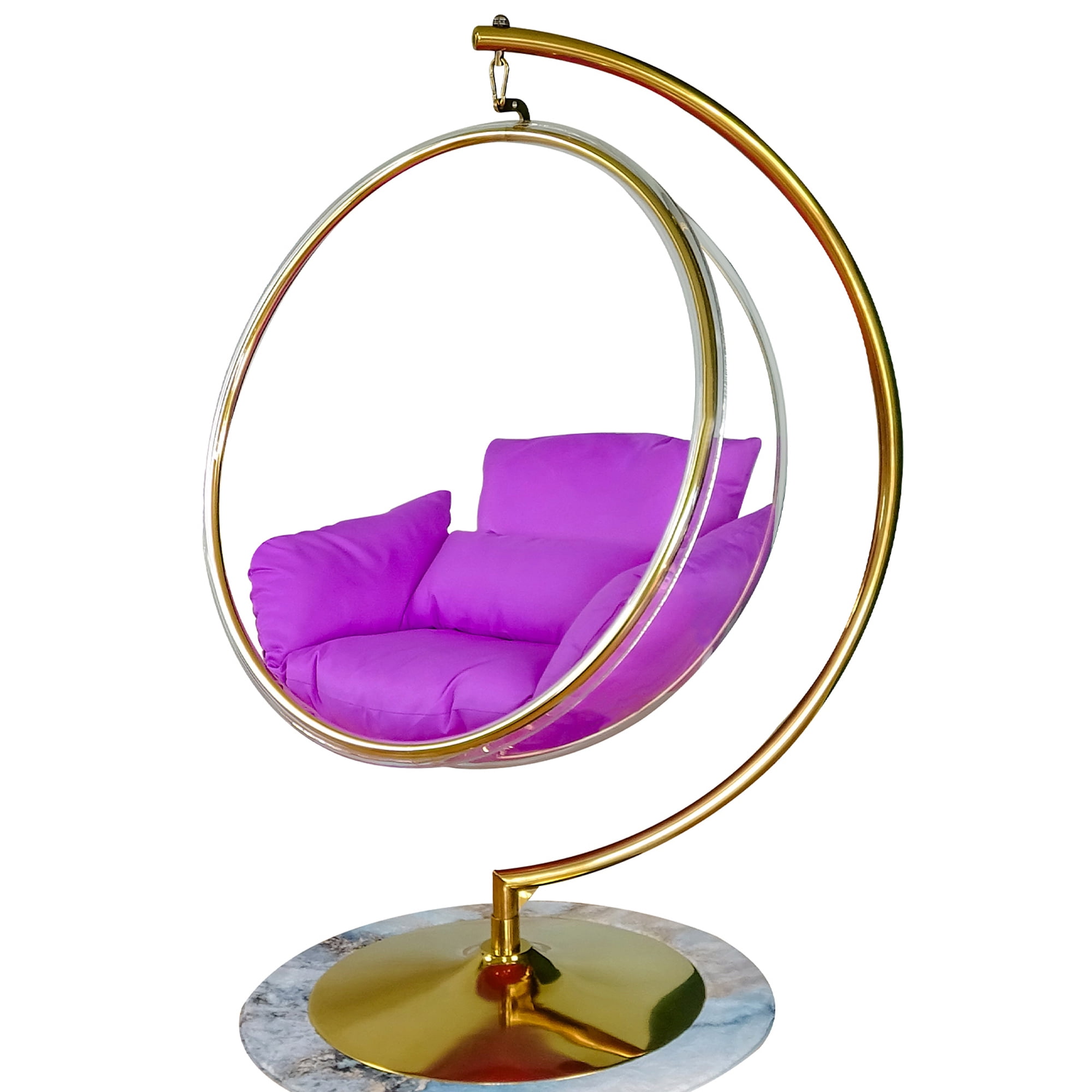 SK CHUMRA Gold Bubble Chair Acrylic Swing with Stand, Cushion, Gold ...