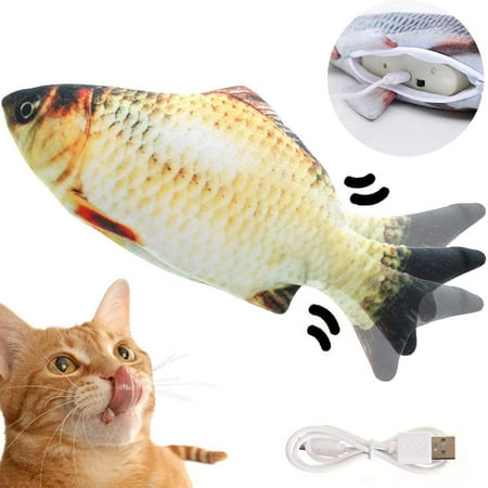 ECCHOU Electric Moving Fish Cat Toy,Pet Interactive Realistic Plush Fun ...