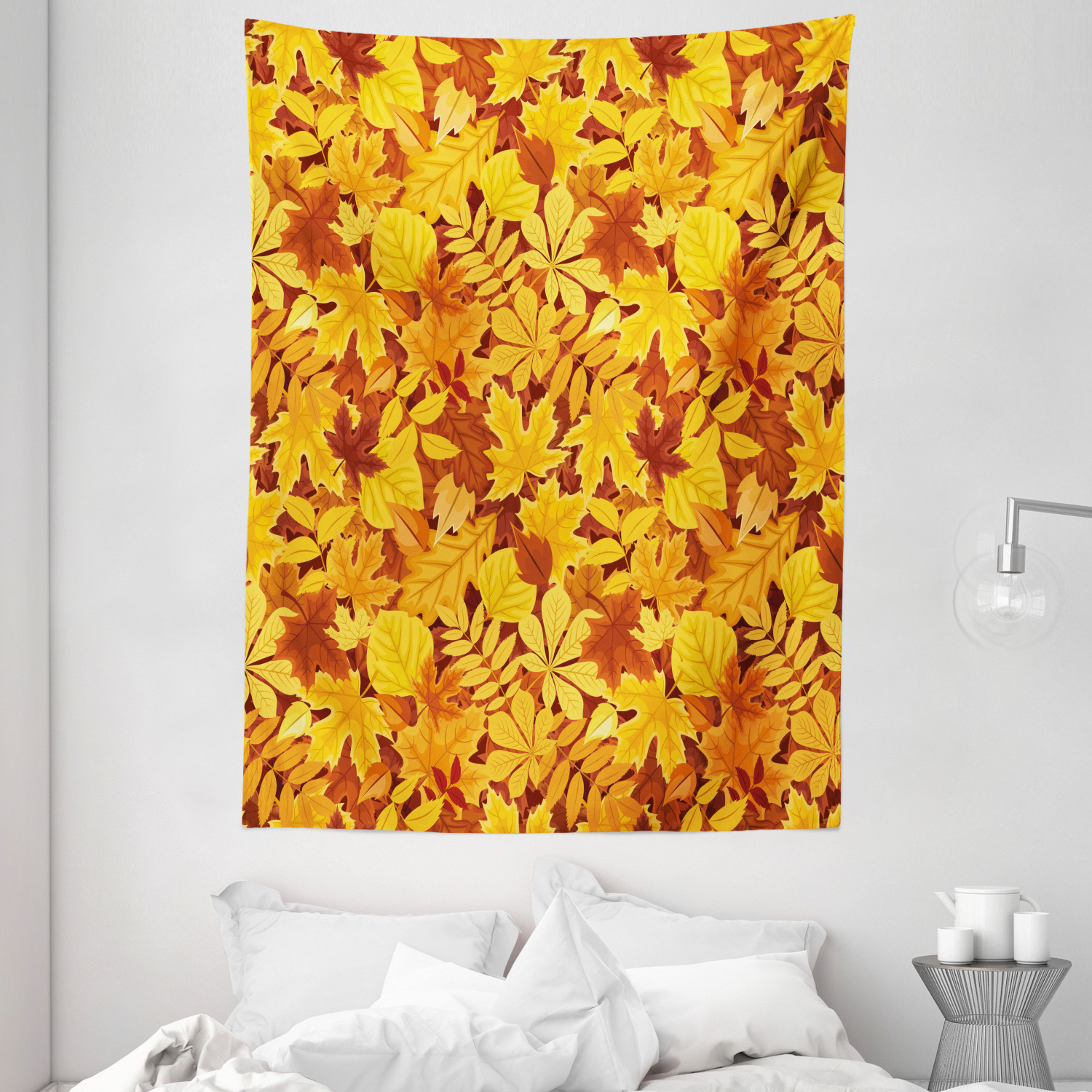 Autumn Tapestry, Shady Fall Oak Maple Tree Leaves on Faded Tones ...