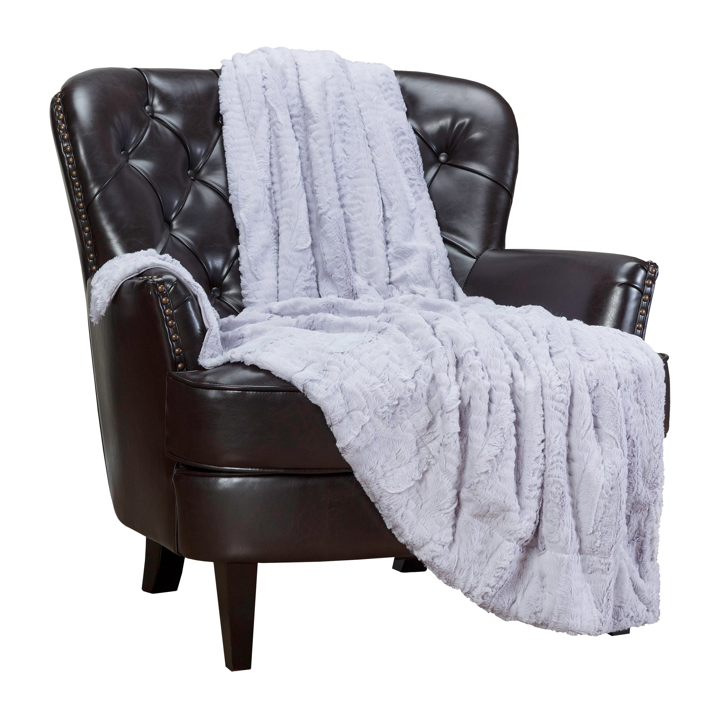 Chanasya Fuzzy Faux Feather Fur Throw Blanket - Reversible Soft Elegant ...