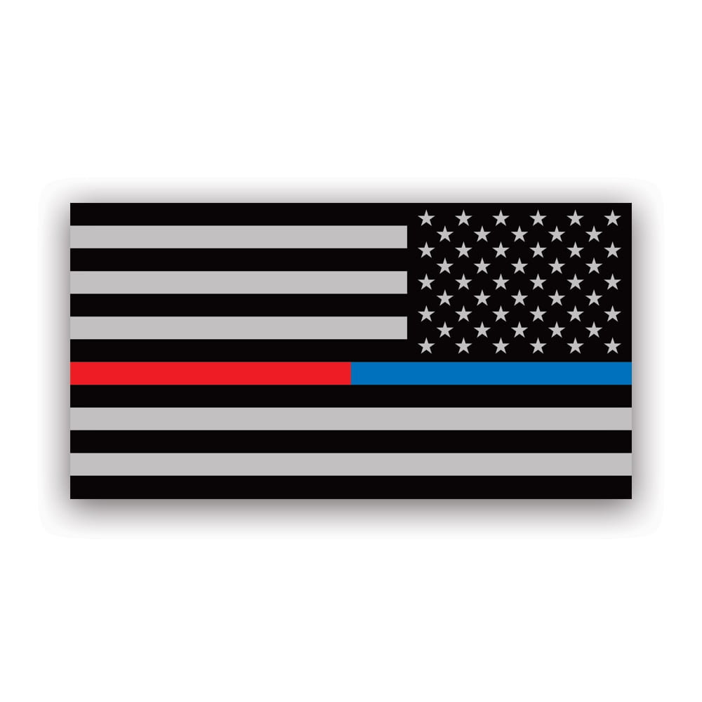 Reverse Red / Blue Line Subdued American Flag Sticker Decal - Self ...