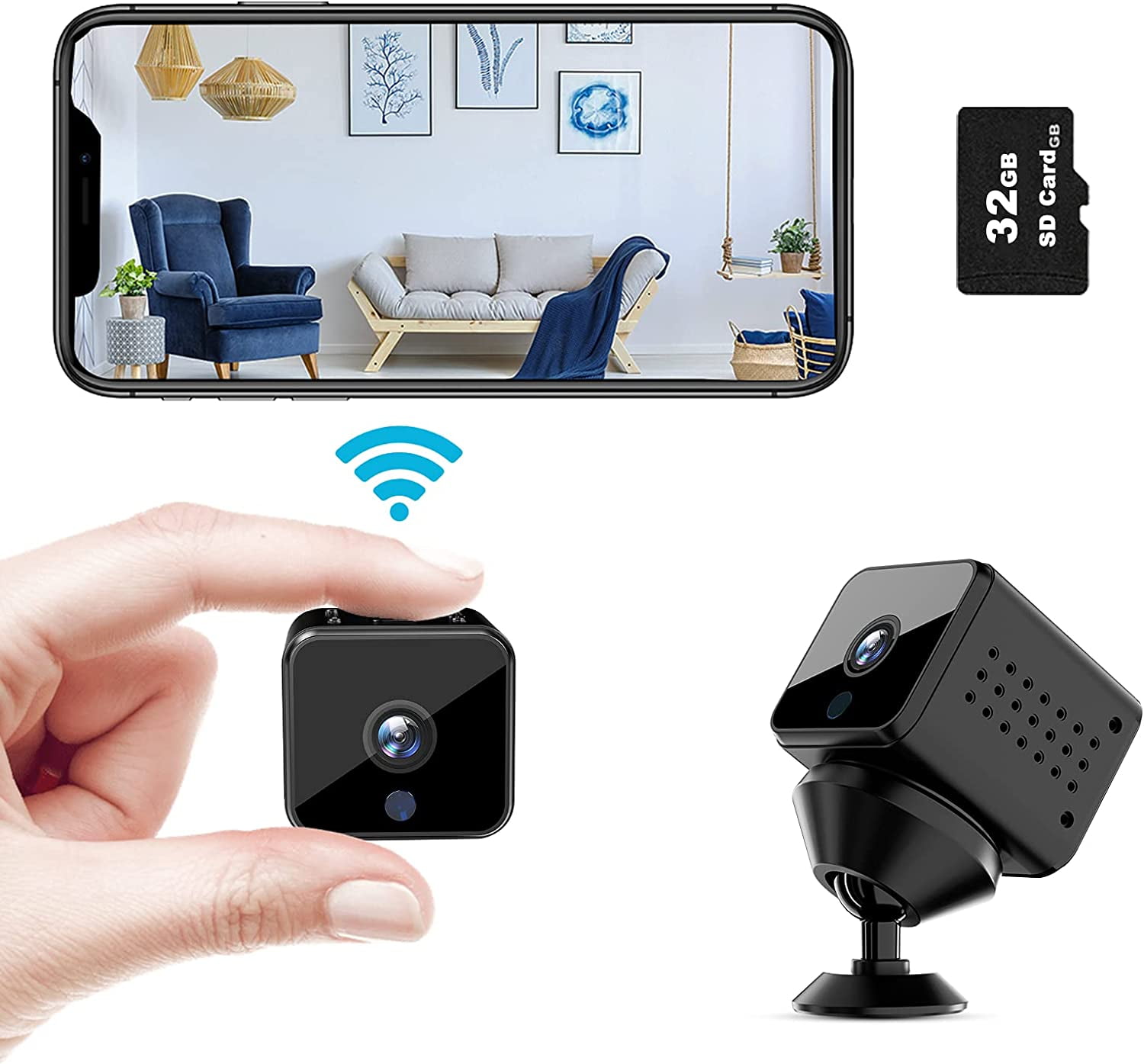 Mini Security Camera Nanny Cam HD 1080P Wifi Motion Detection IR Night ...