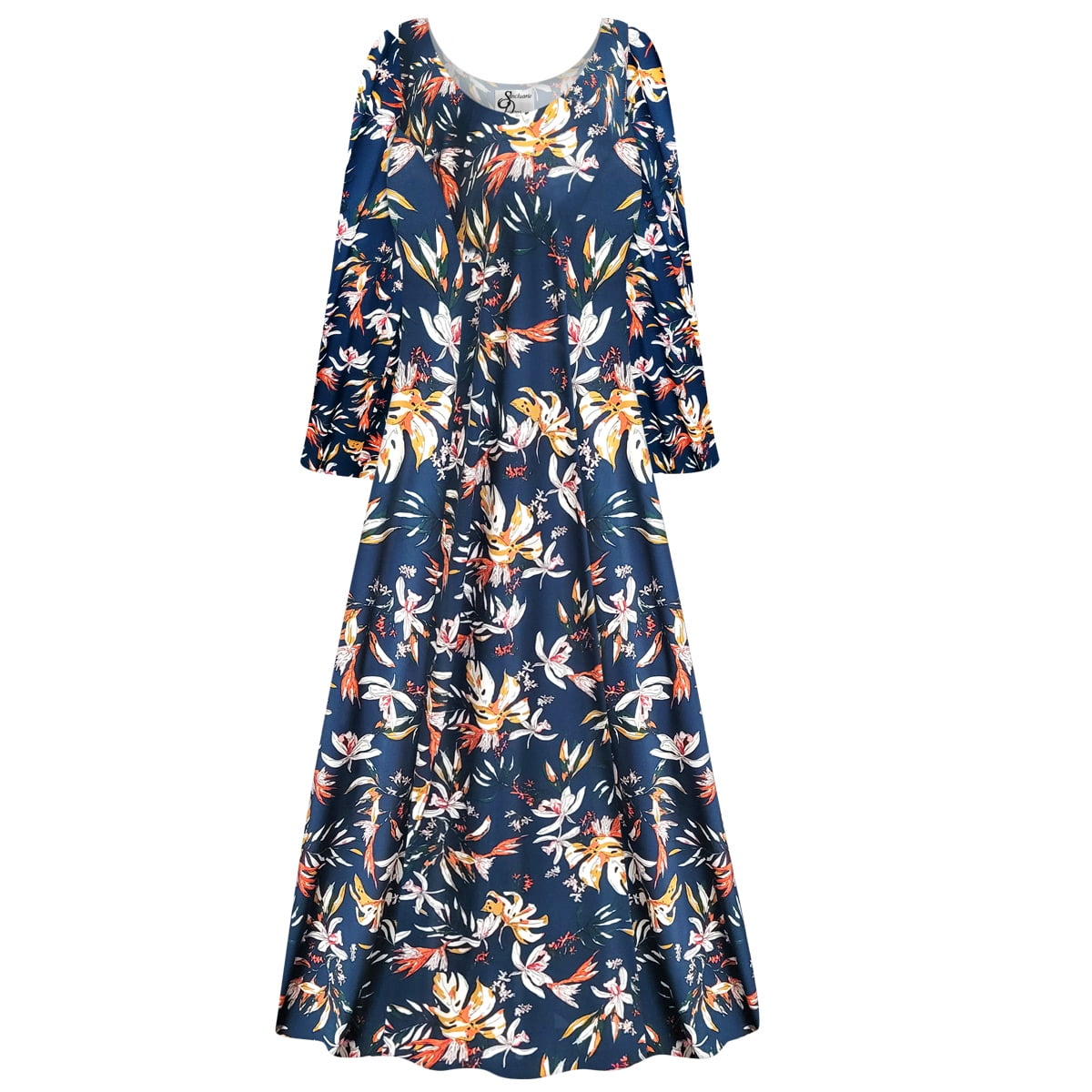 Plus size 9x Petite Womens Dress Midnight Blue Magnolia Long Sleeve ...