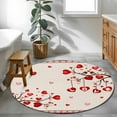 3.3ft Round Rug, Love-Tree-Bird, Non-Skid Rubber Backing Large Area ...