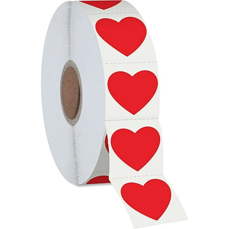 HEIBIN 500 PCS Red Heart Shaped Sticker Labels with Perforation Line in ...