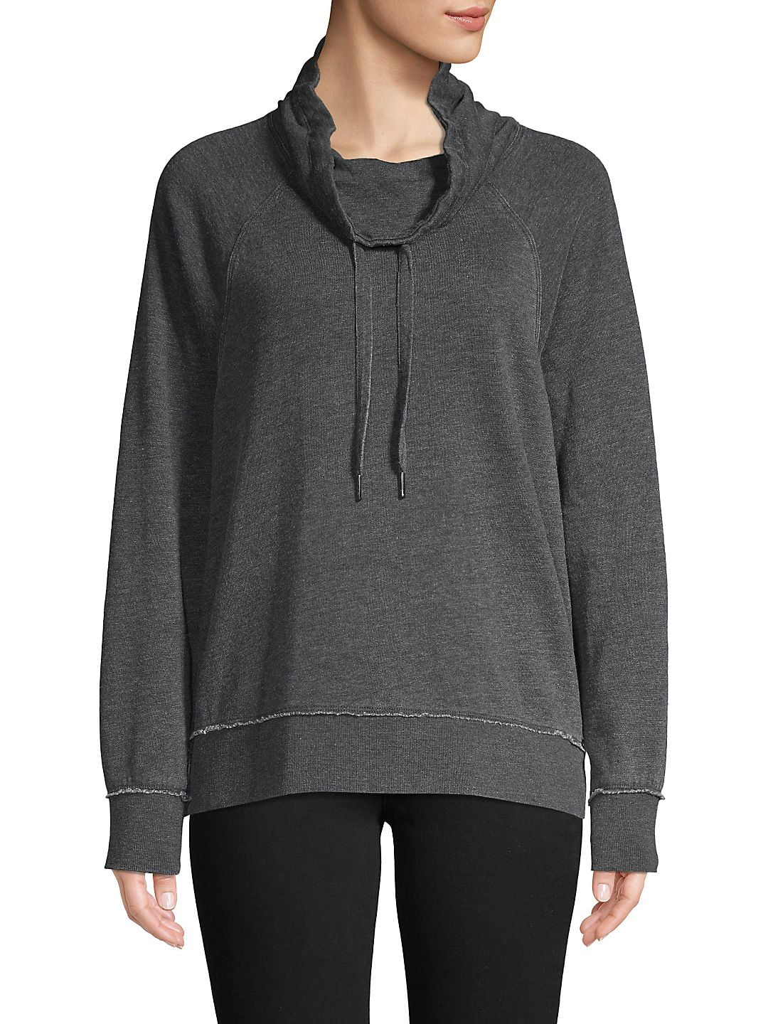 Cowl-Neck Drawstring Zip-Side Sweatshirt - Walmart.com