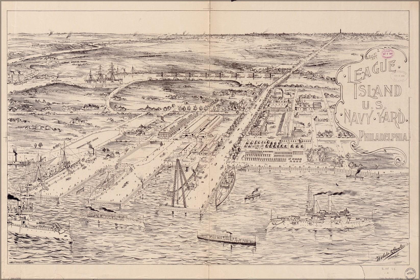 24"x36" Gallery Poster, map of League Island Navy Yard Philadelphia ...