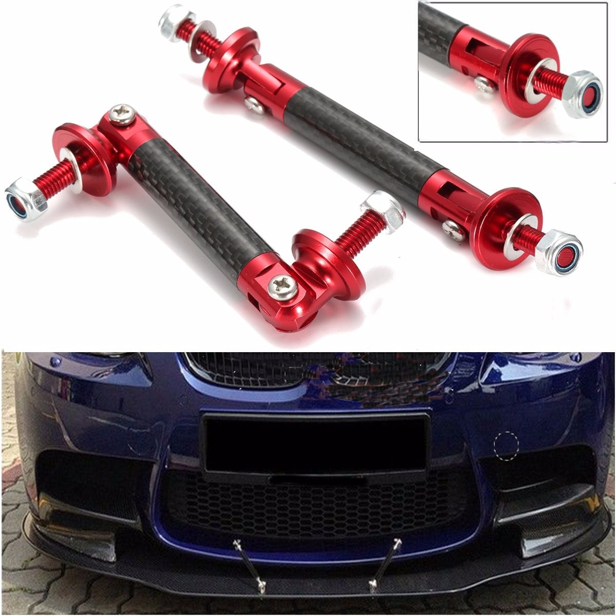 2x Universal Front/Rear Protector Rod Support Adjustable bumper strut ...