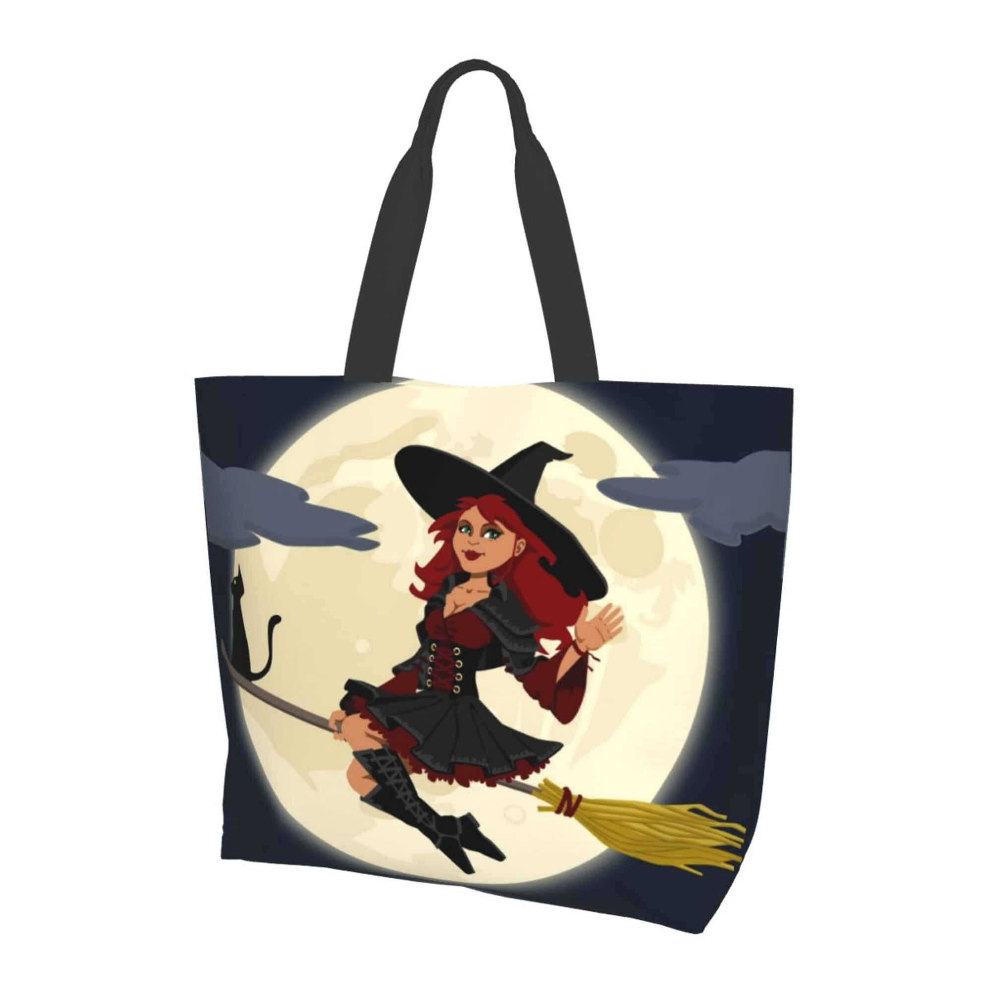 ZICANCN Canvas Tote Bag Aesthetic - Witch Witchcraft Broomstick Grocery ...