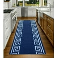 Runner Rug for Hallway Greek Key Print Design Blue White Color 26 Inch ...