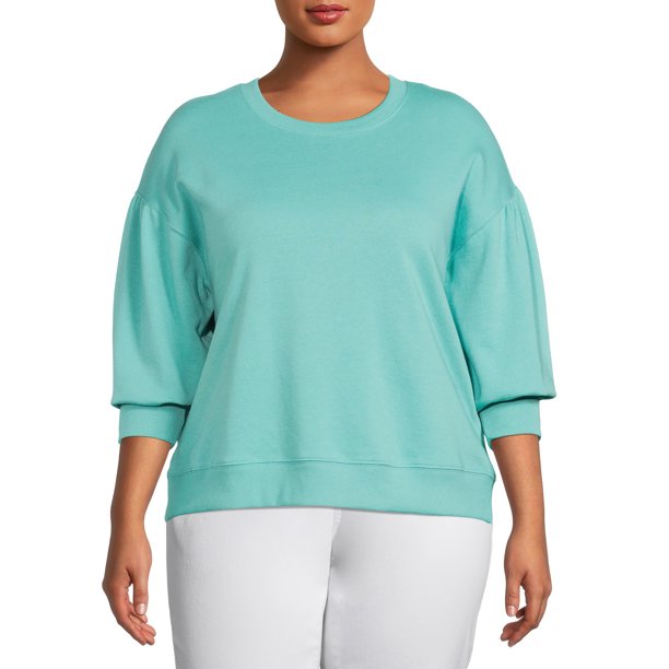 Terra & Sky Women's Plus Size Puff Sleeve Sweatshirt - Walmart.com