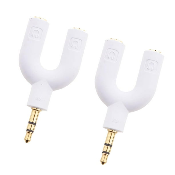 2 Pieces 3.5mm Double Jack Splitter Adapter White - Walmart.ca
