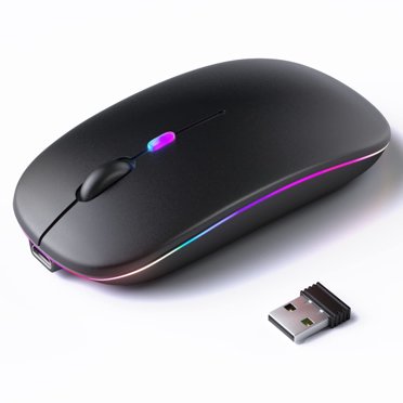 G12 Slim LED Rechargeable Wireless Mouse, 2.4G USB Optical, Matte Black ...