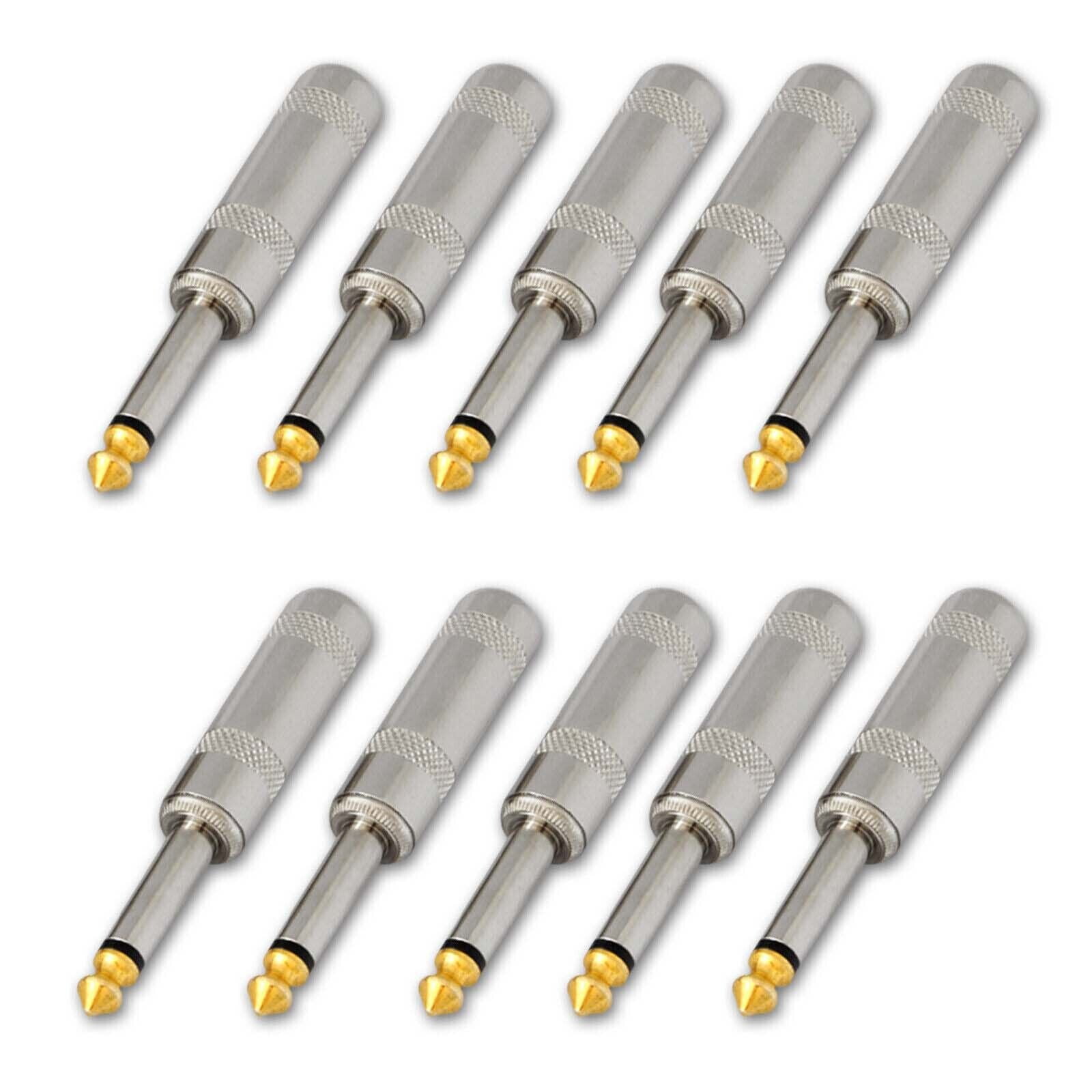 1/4 MONO TS heavy duty male audio speaker guitar cable connector plug JACK 10pcs - Walmart.com