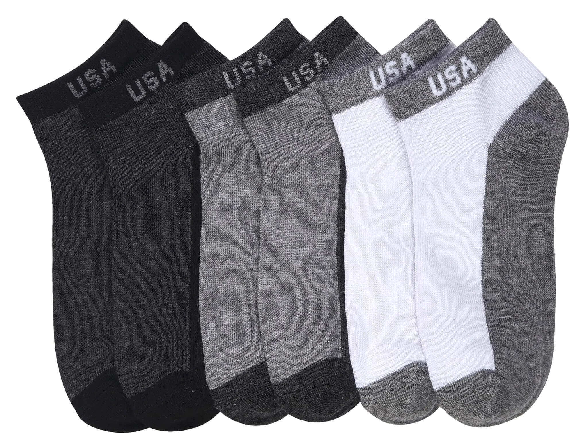 6-PACK Men's Comfort Low Cut Socks, Spandex Socks, USA Pattern, 9-11 ...