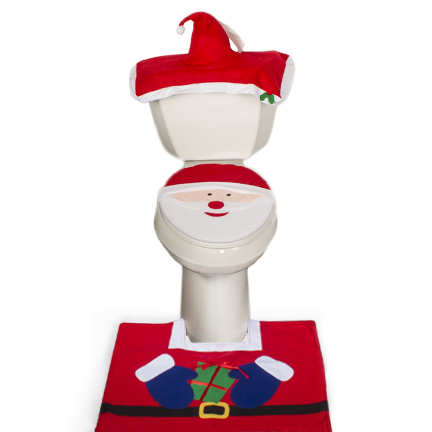 Christmas Decoration Santa Claus Bathroom Set - Rug Toilet Seat Cover ...
