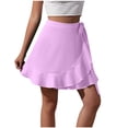 VBTAPA Women's Wrap Mini Skirt High Waist Ruffle Hem Tie Knot Short ...