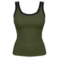 Built In Bra Tank For Women Crew Neck Sleeveless Ribbed Blouse Color ...