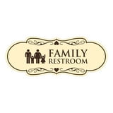 Signs ByLITA Designer Family Bathroom Restroom Sign (Ivory/Dark Brown ...