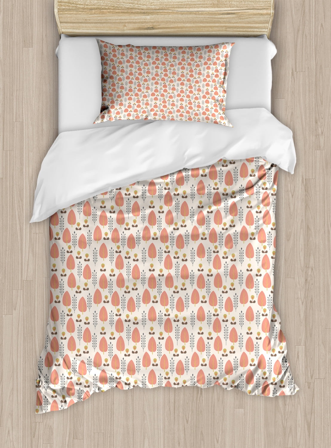 Woodland Duvet Cover Set Twin Size, Scandinavian Inspired Demonstration ...