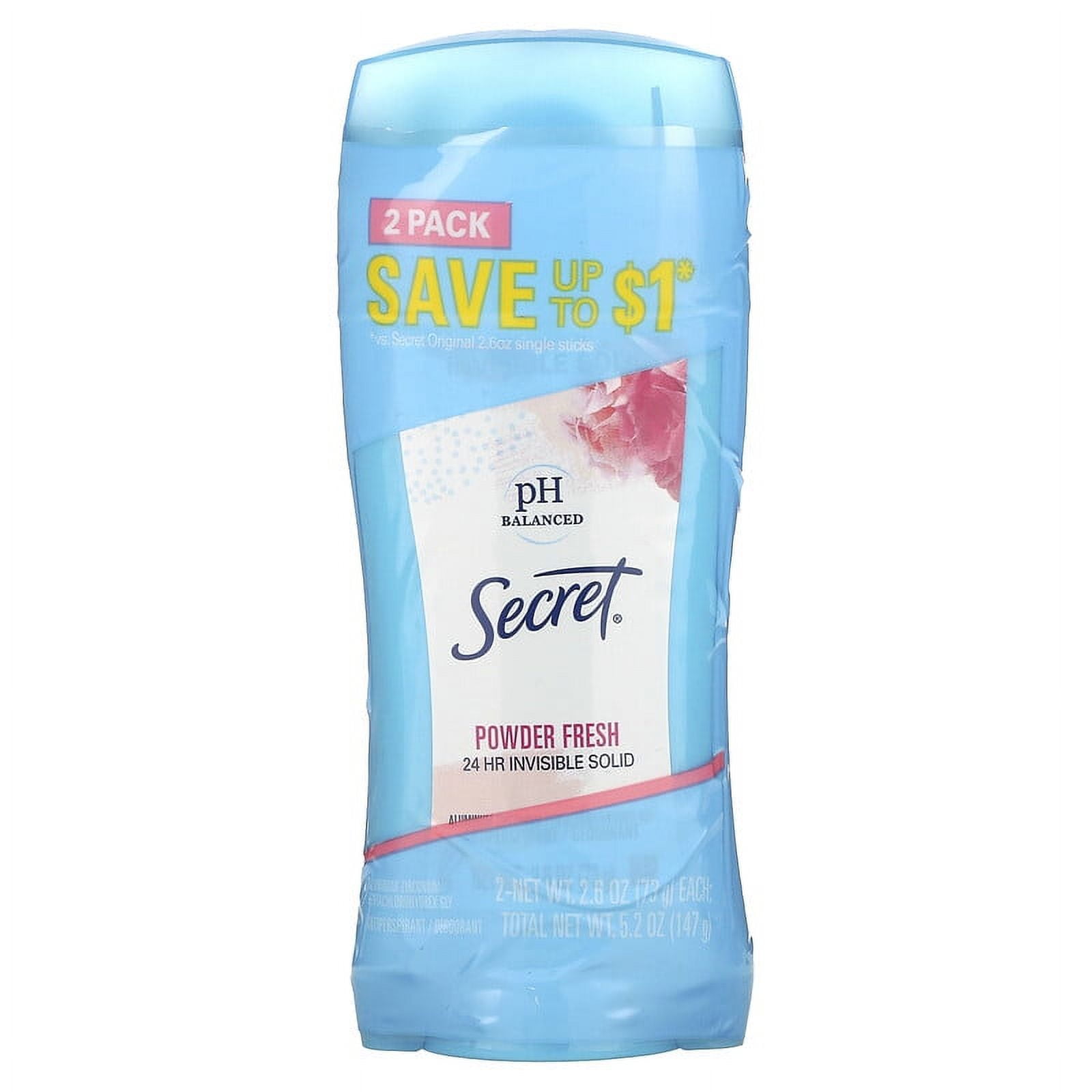 Secret, pH Balanced Antiperspirant/Deodorant, Invisible Solid, Shower ...