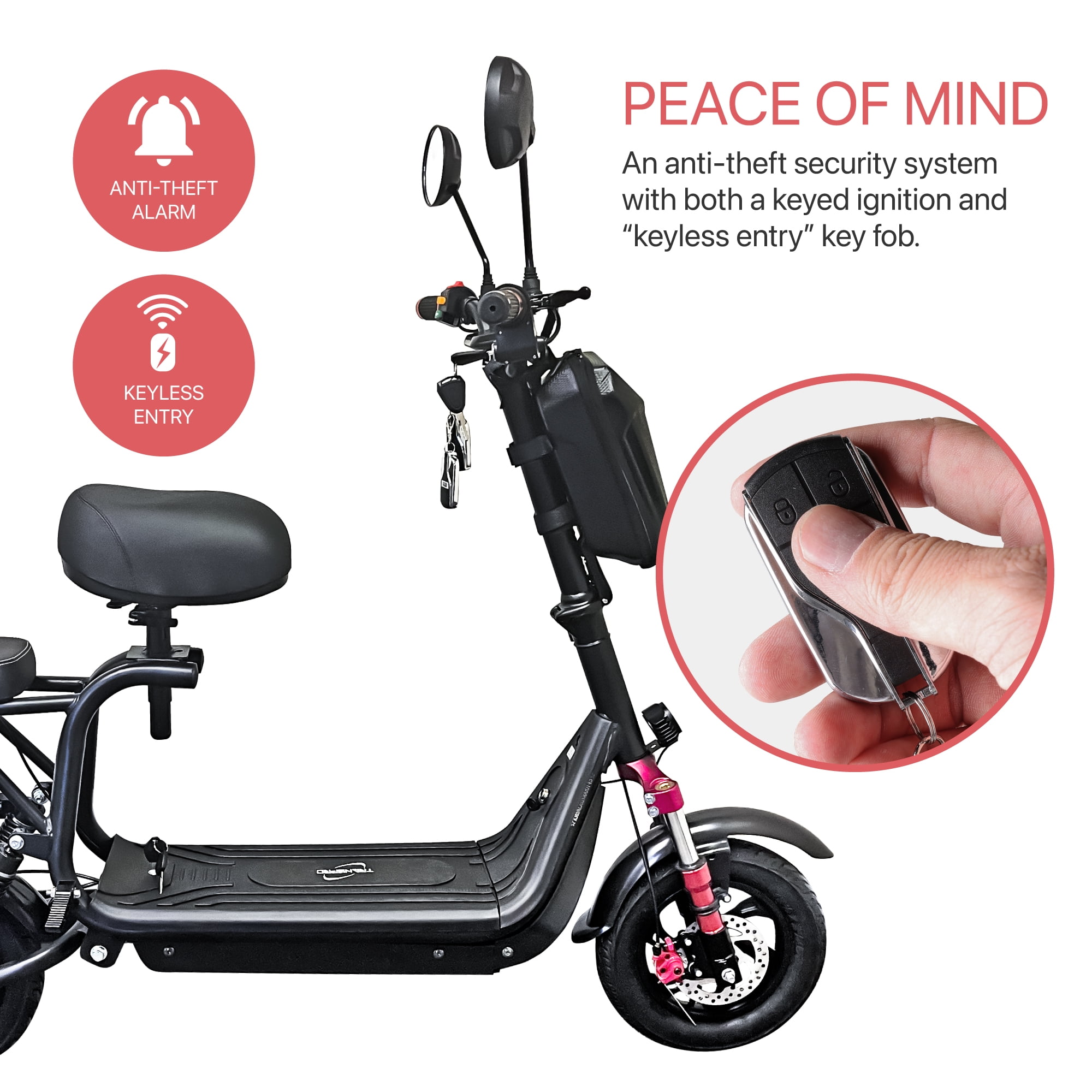 Buy Mini Electric Commuter Moped Scooter with Seats 1000W Motor Max ...