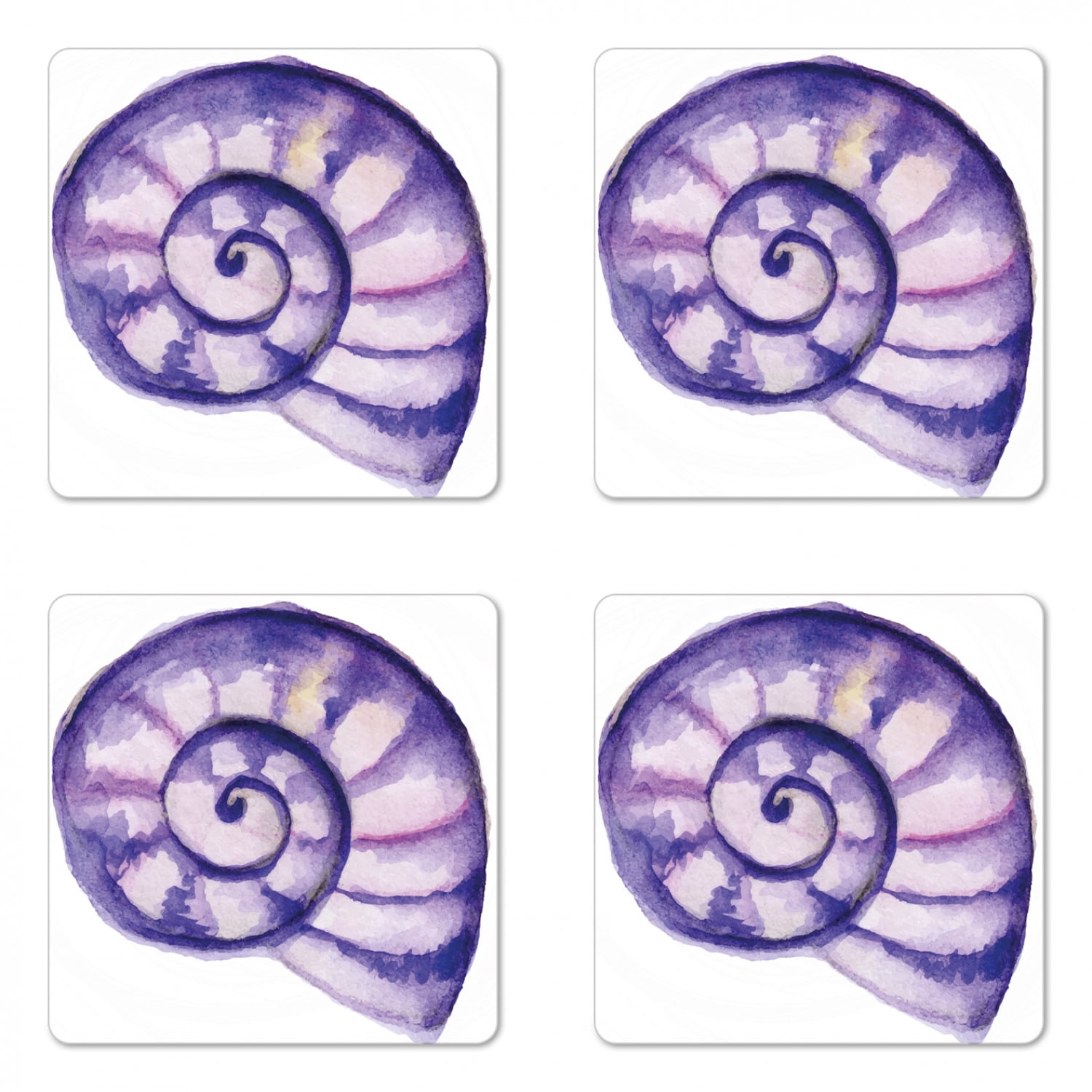 Modern Coaster Set of 4, Sea Ocean Marine Navy Life Creature Animal ...
