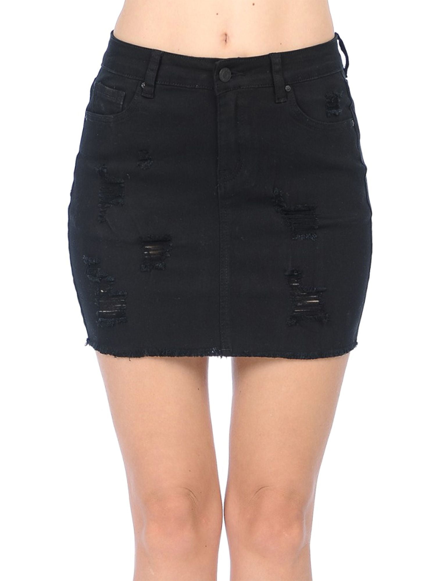 FashionMille Women Stretchy Slim Fit Distressed Short Denim Jean Mini ...