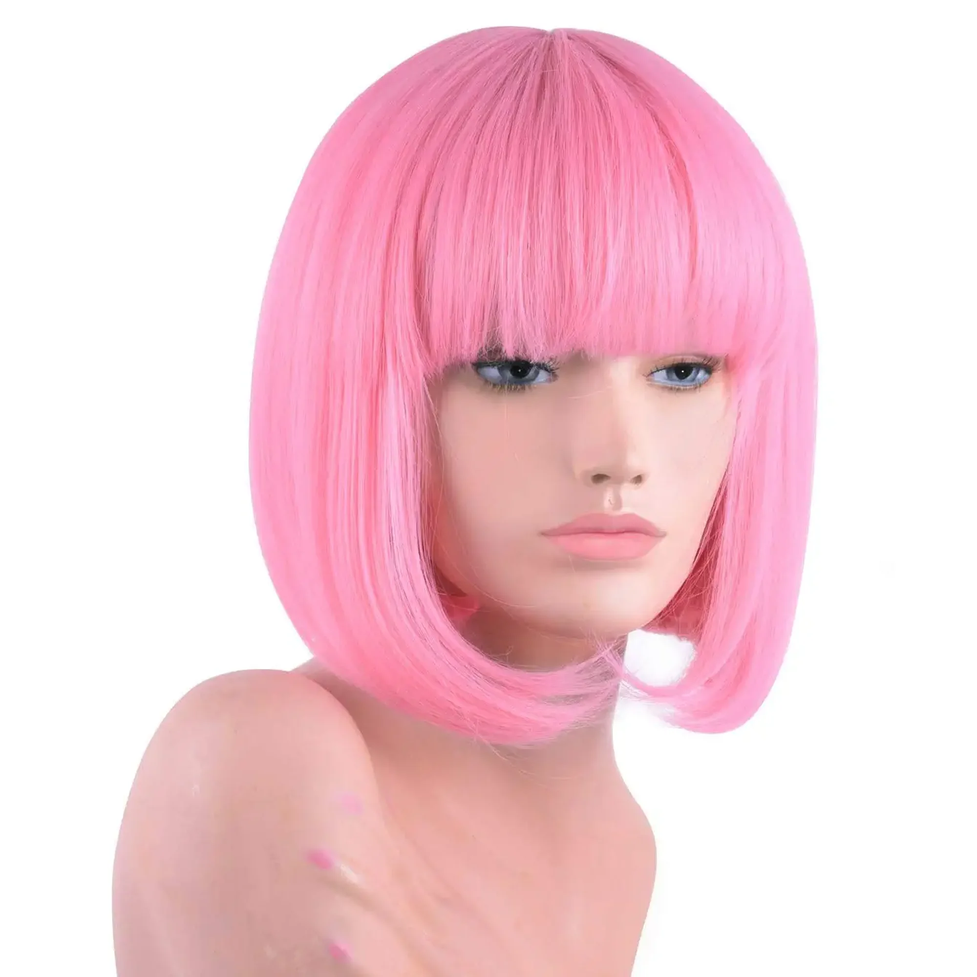 Click here for Jinsinto Pastel Pink Short Bob Wig With Bangs For... prices