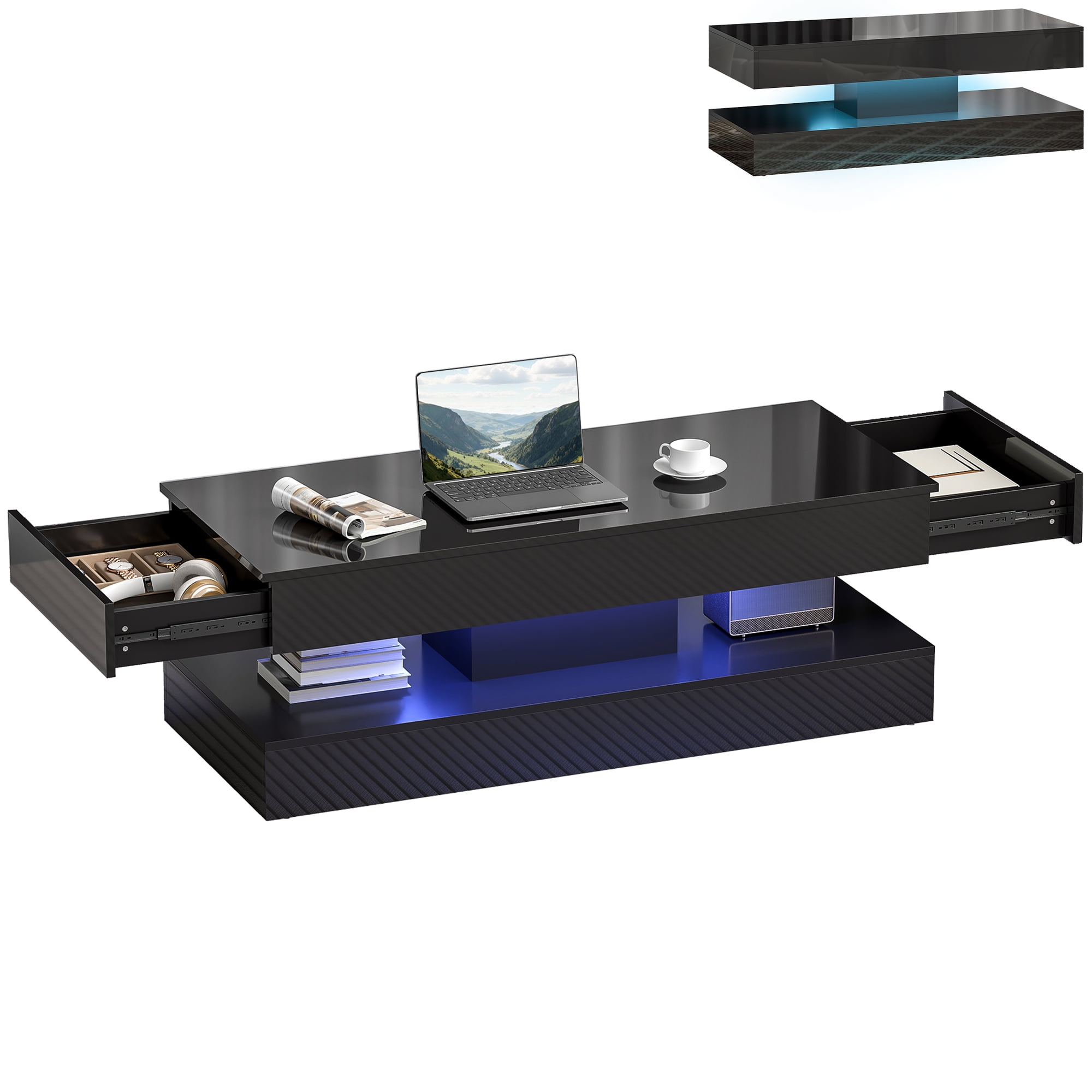 Click here for Homcom High Gloss Coffee Table With Adjustable Led... prices