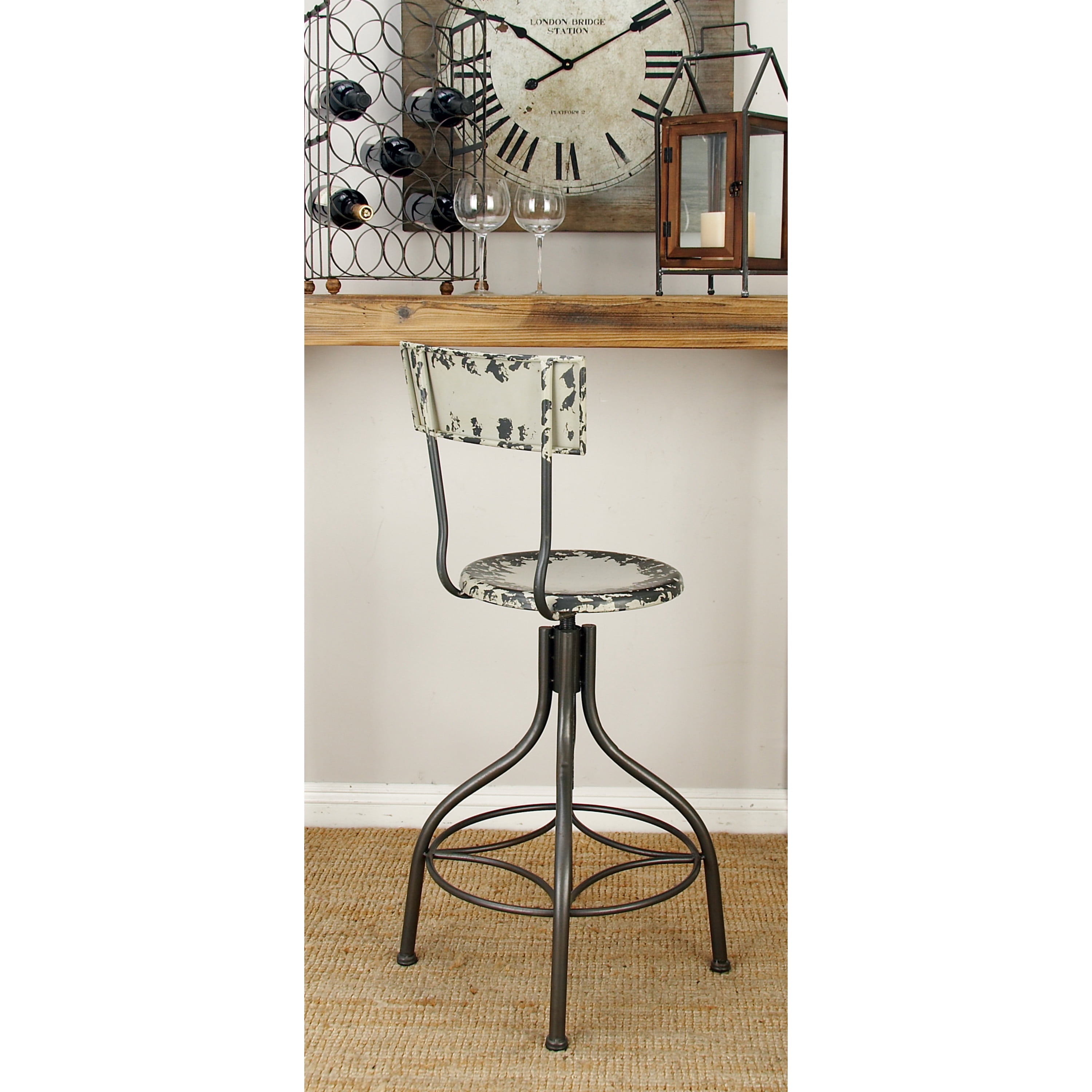 DecMode Metal Bar Stool with Backrest, Beige - Walmart.com