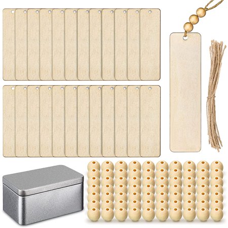 24 Pieces Blank Wooden Tags with Hole Rectangle Wood Crafts DIY Blank ...