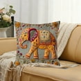 Dadiaei Elephant Print Pillow Case Bohemian Style Linen Fabric for ...