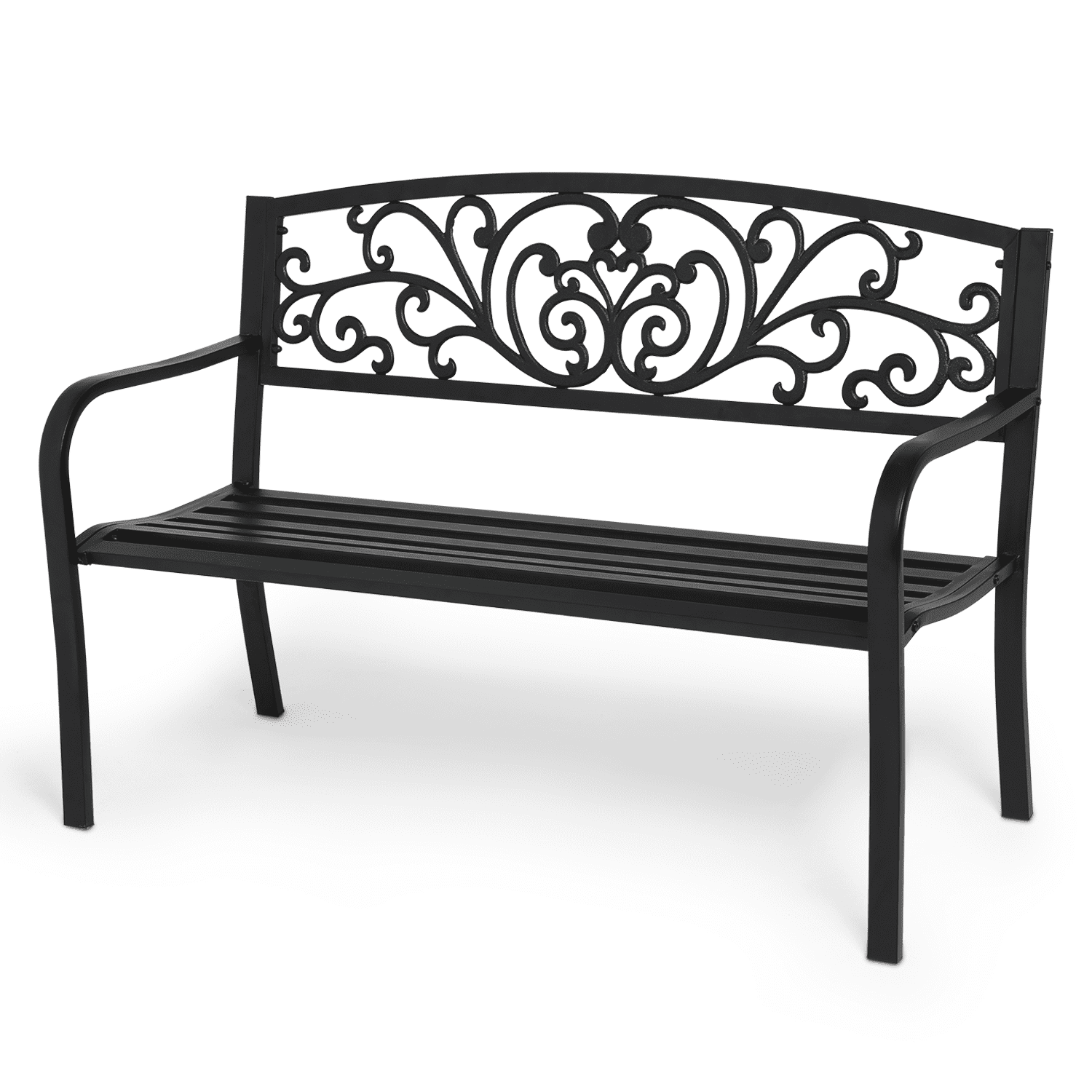 Monibloom Outdoor Patio Metal Bench, Iron Frame Antique Finish Park ...