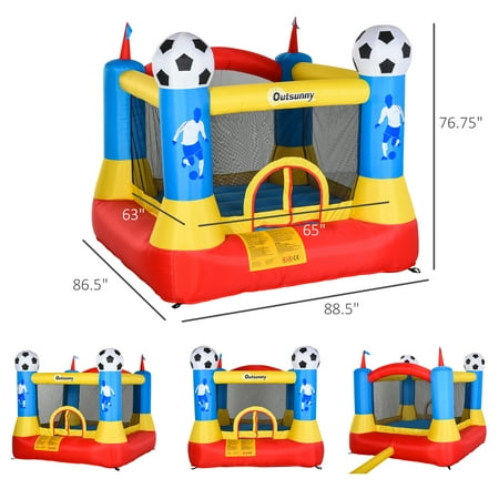 Outsunny Kids Bounce Castle House Inflatable Trampoline with Inflator ...