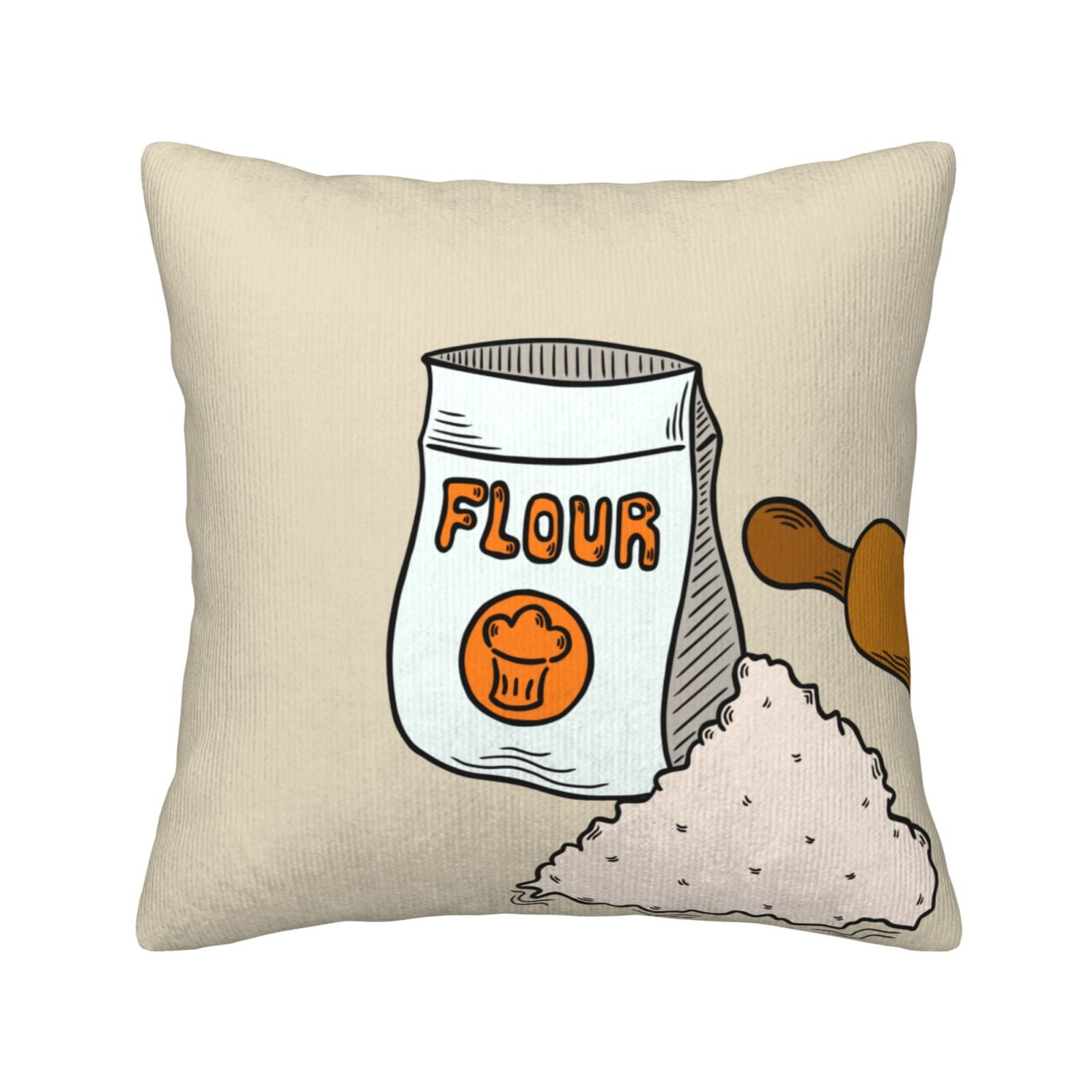 Square Throw Pillow Covers with Core, Cartoon Wheat Flour Pattern ...
